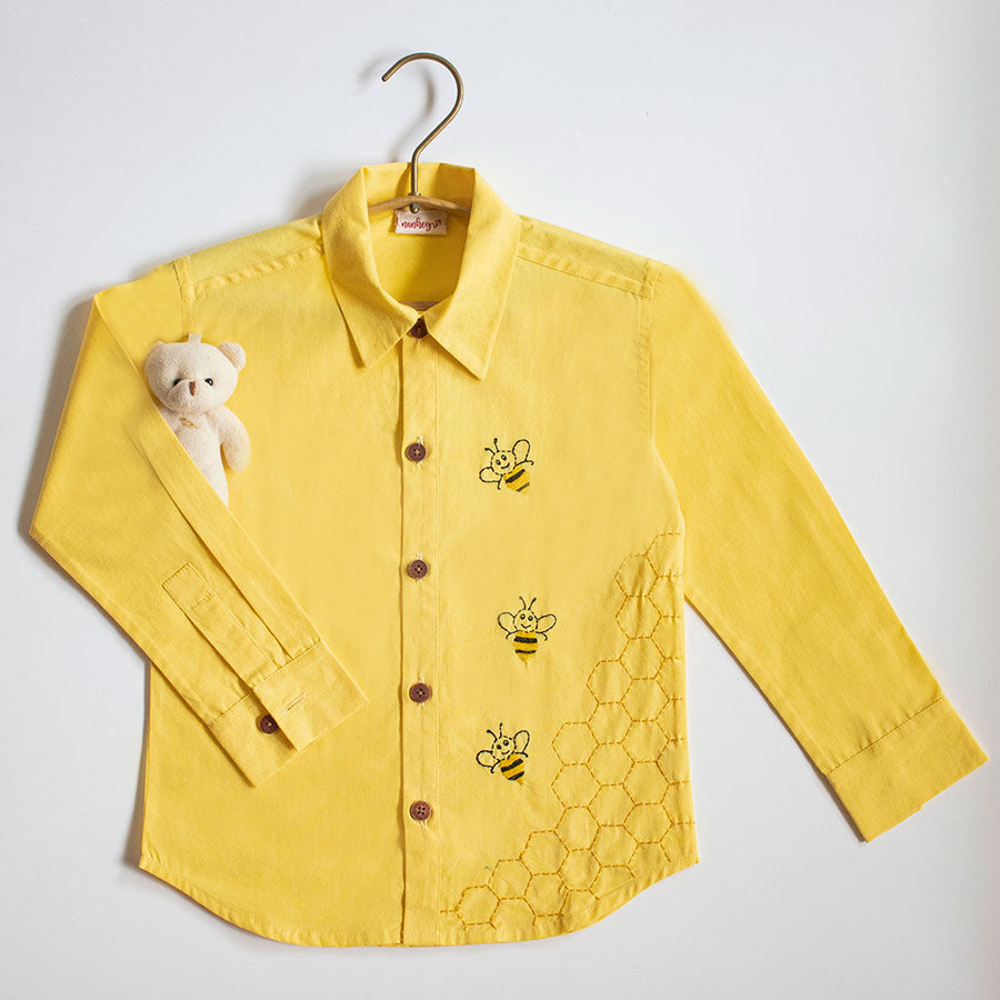 Honeycombed Bumblebee Embroidered Formal Shirt – Nanhey