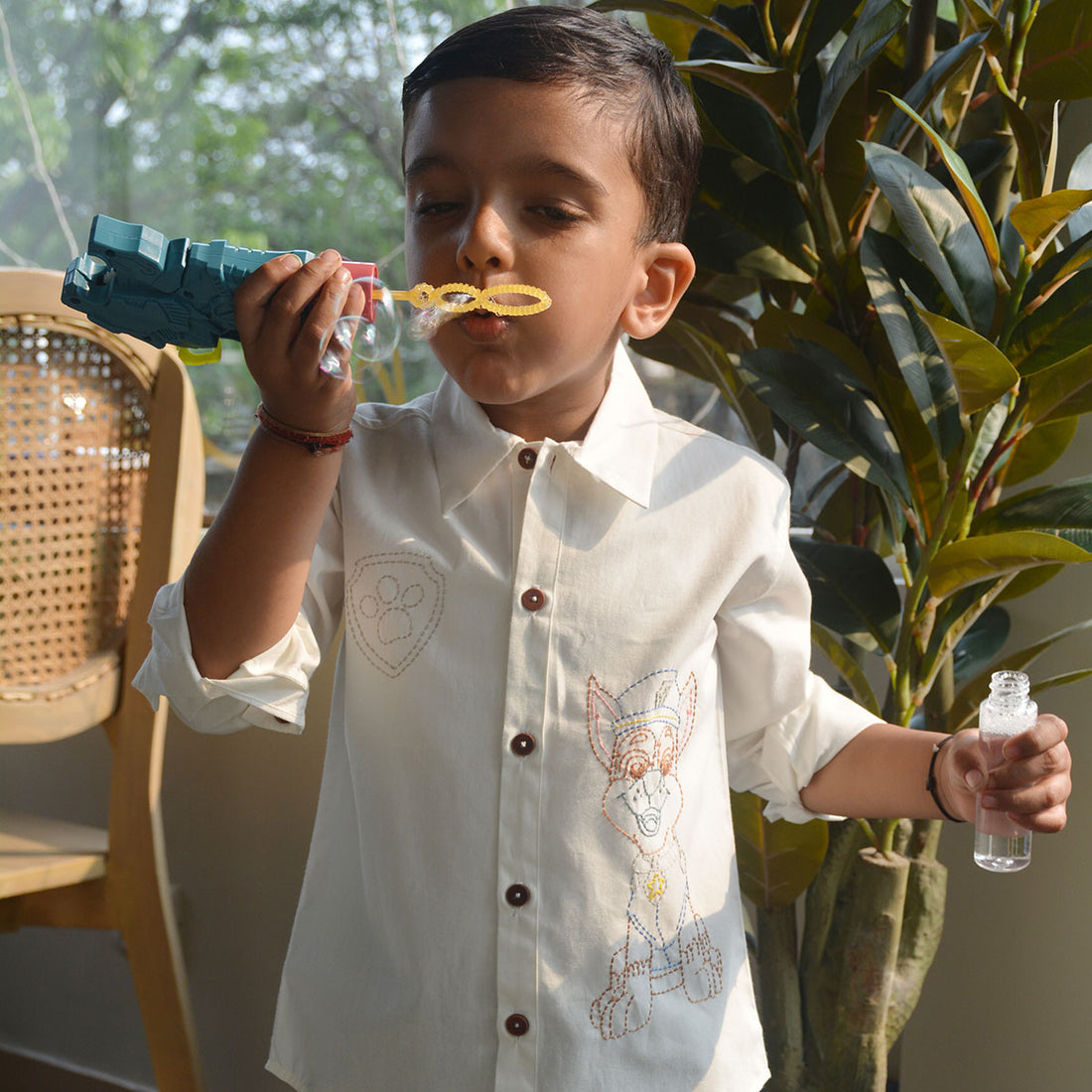 Pup Police Embroidered Shirt - White – Nanhey